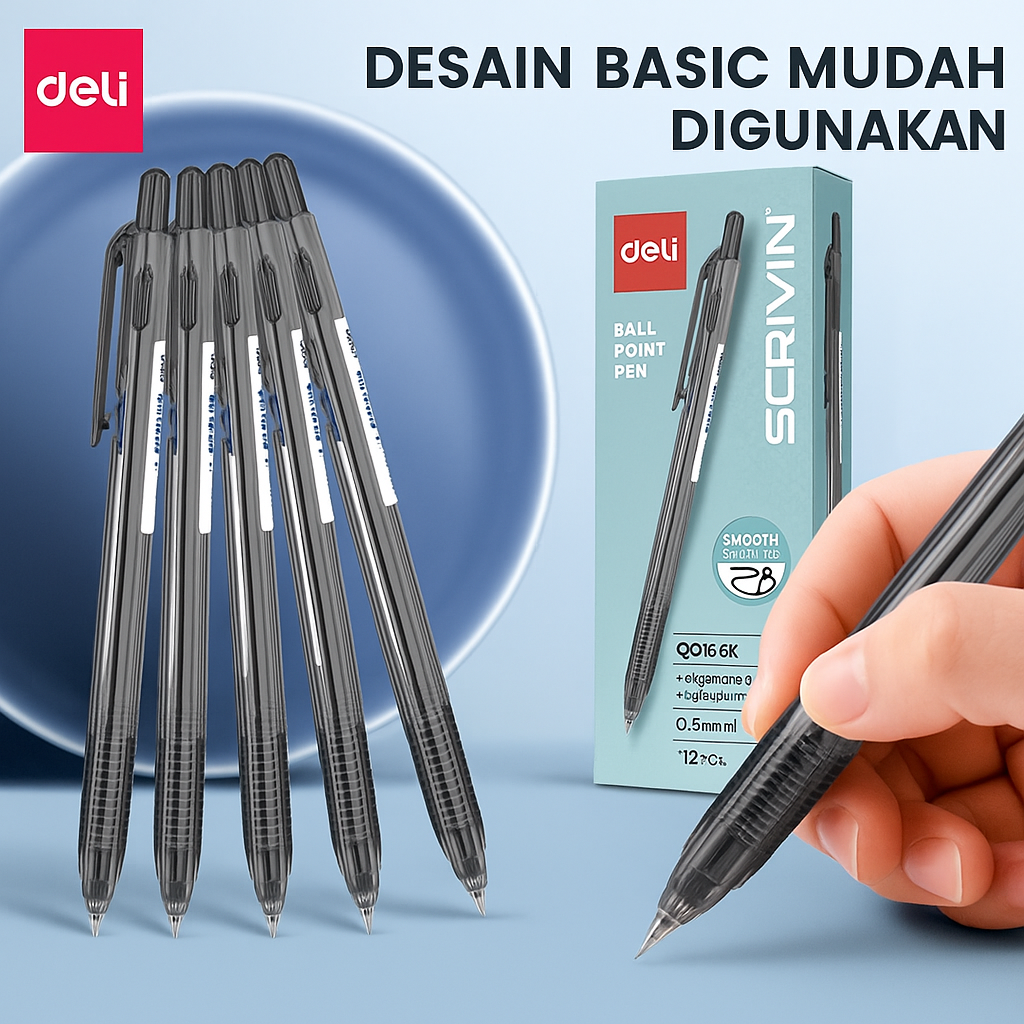 Jual Deli Ballpoint Pen / Pulpen Bolpoin dengan Clip 0.5 mm Pena ...