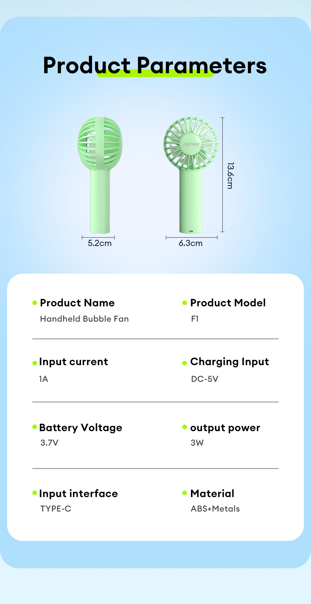 Jual Jamay Mini Kipas Angin Rechargeable Portable Cute Small Hand Fan ...