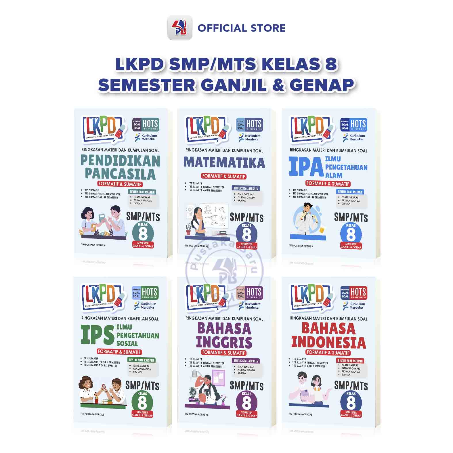 Jual Buku Paket 6 Buku LKPD Ringkasan Materi & Kumpulan Soal SMP / MTs Kelas 8 Semester Ganjil ...