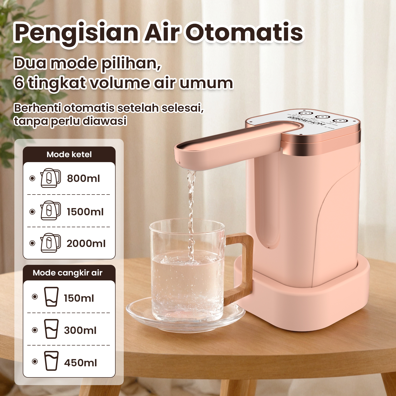 Jual BRAVHOM Pompa Air Galon Elektrik Otomatis 2in1 Dapat Dilipat Dispenser Air Galon Portable ...