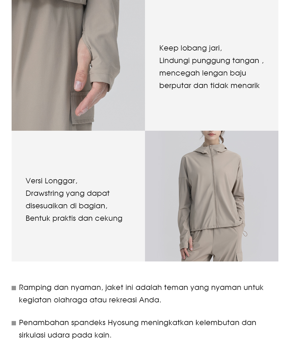 Jual Reytorrm Jaket Anti Air Wanita Jaket Airism Olahraga Wanita Tahan Angin UPF 50+ （WT006 ...