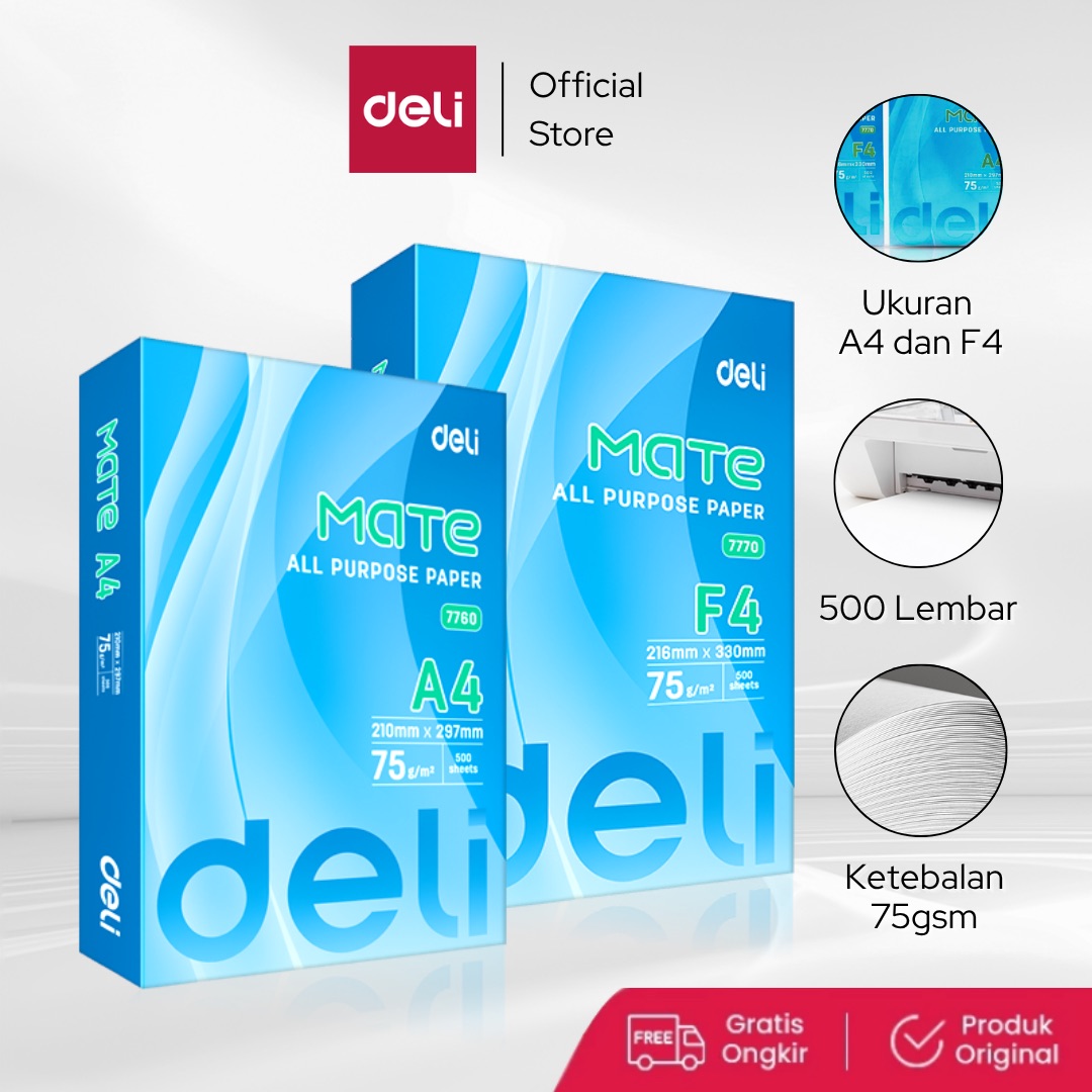 Jual Deli Copy Paper Kertas A4 500 lembar 75 gsm Kertas HVS 1 rim ...