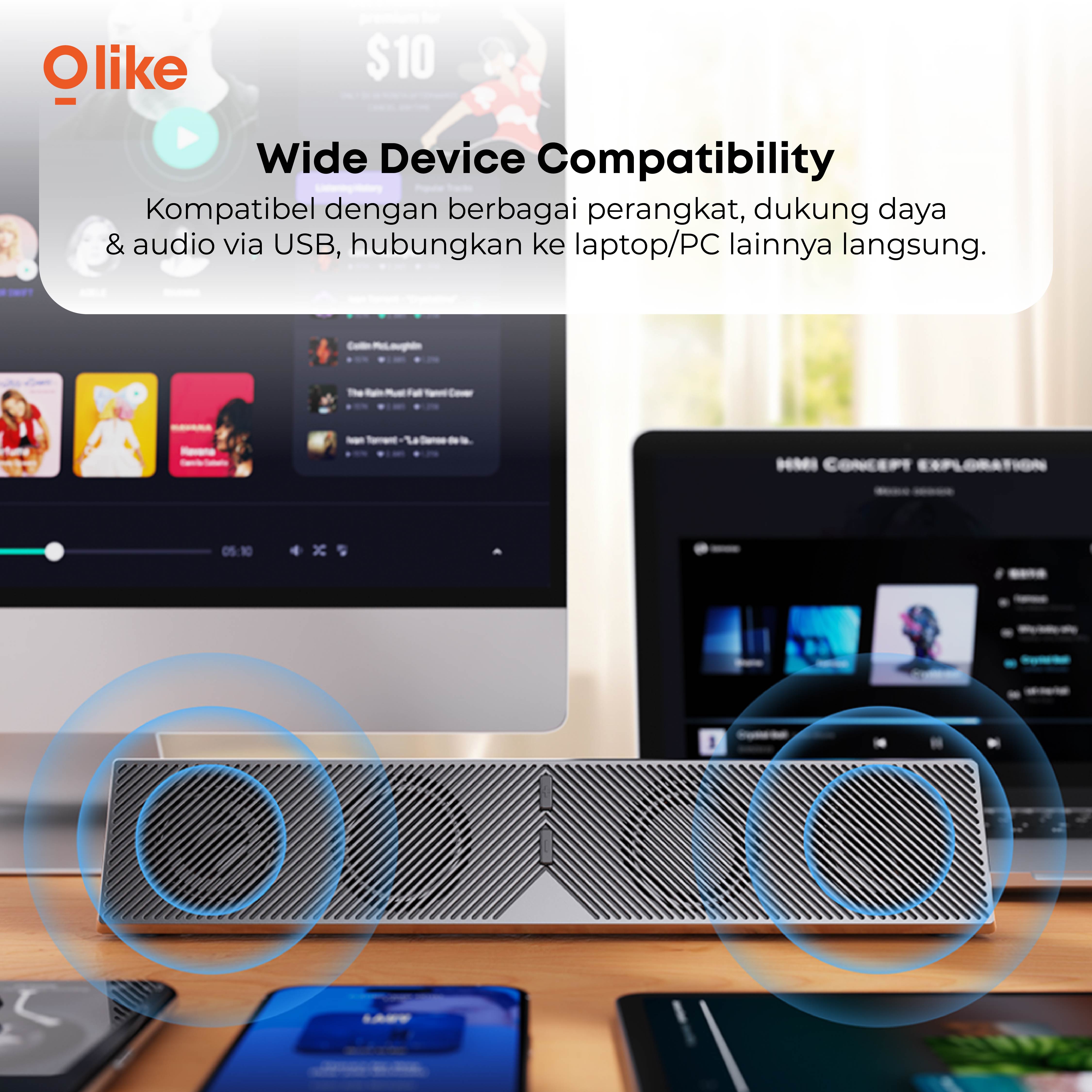 Jual Olike Speaker SC08 Soundbar Koneksi USB Super Bass Double Speaker ...