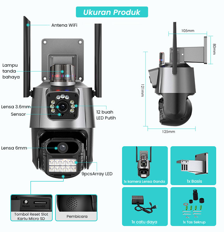 Jual Sonix IP Camera SCM01 CCTV 8MP 4K Dual Lens Outdoor Kamera Wifi ...