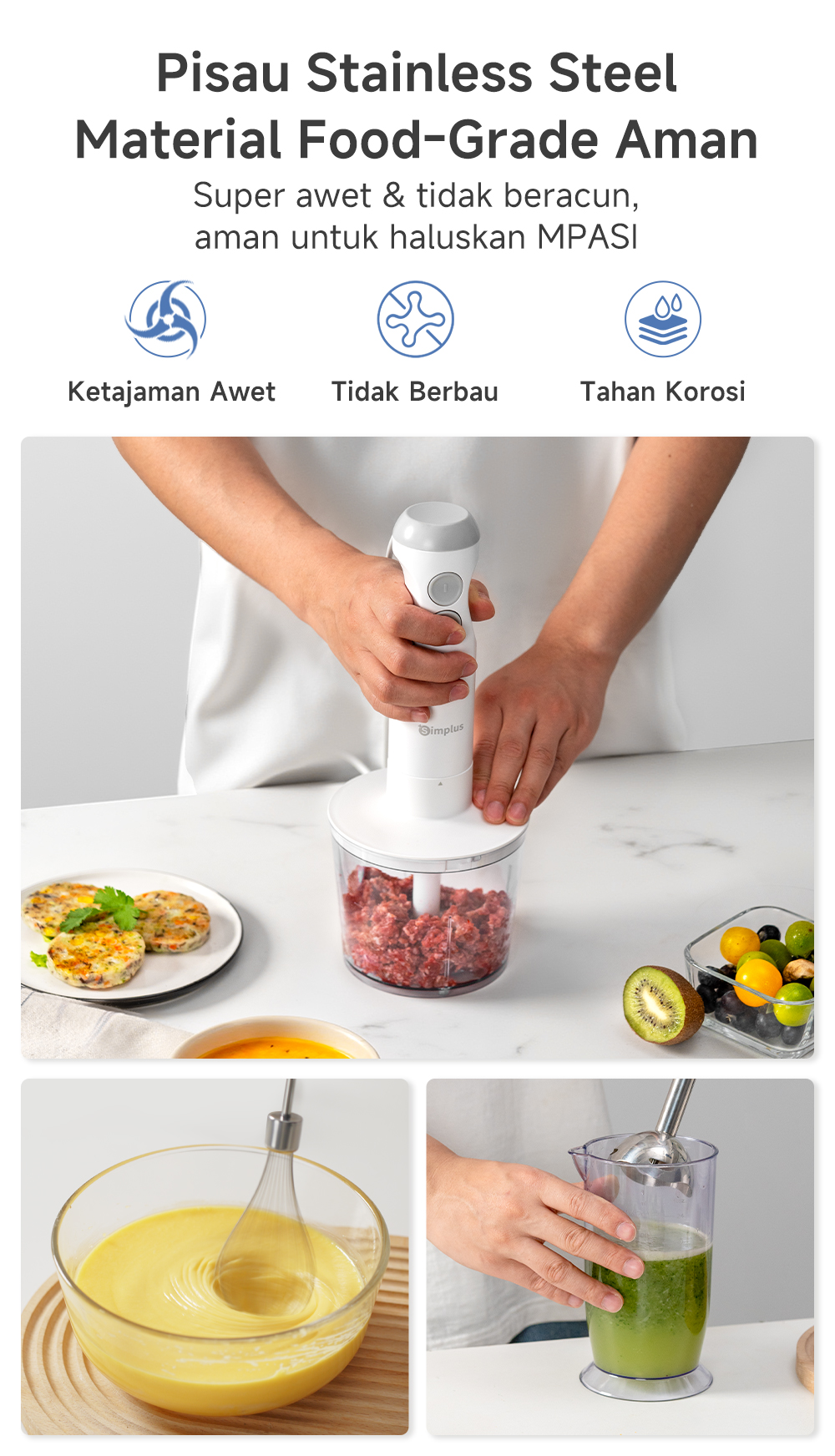 Jual Simplus Blender 400W Genggam Serbaguna 4-in-1 Mixers Genggam ...