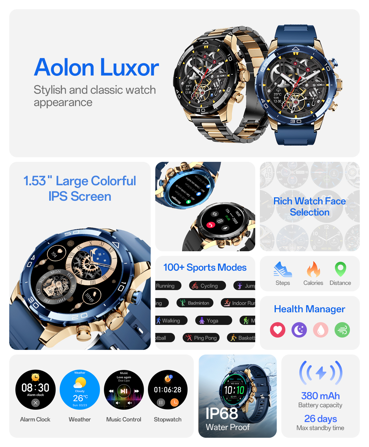 Jual 【New】Aolon Luxor Jam Tangan Smartwatch Tombol Kustom 48mm Layar ...