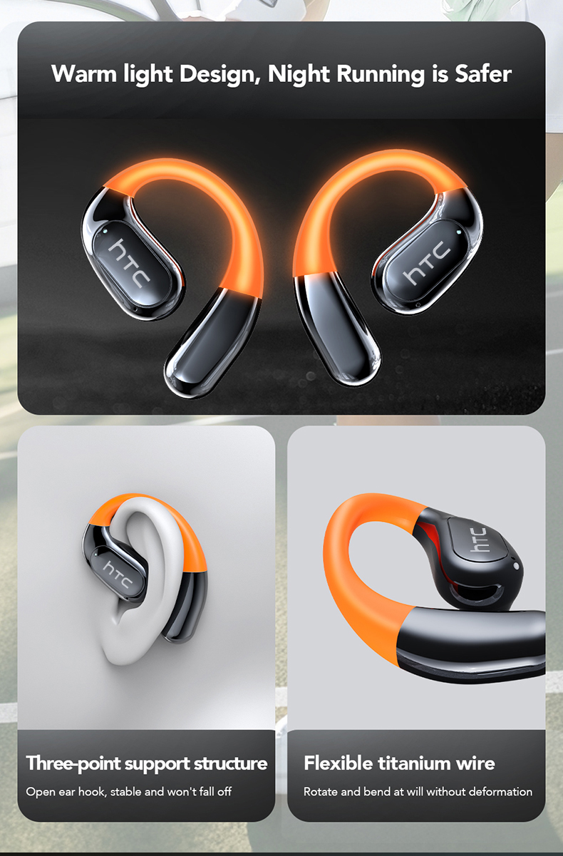 Jual HTC NE27 True wireless Bluetooth earphones V6.0 Headset terjemahan AI OWS TWS Open Ear ...