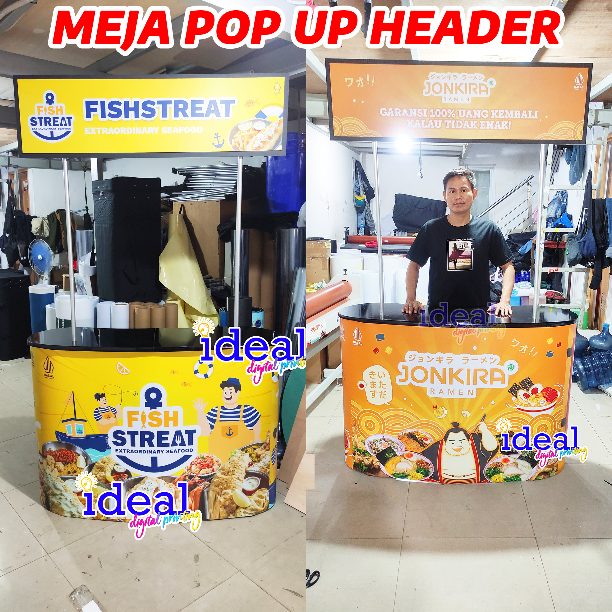 Jual Pop up counter meja pameran with header plang nama | Shopee Indonesia