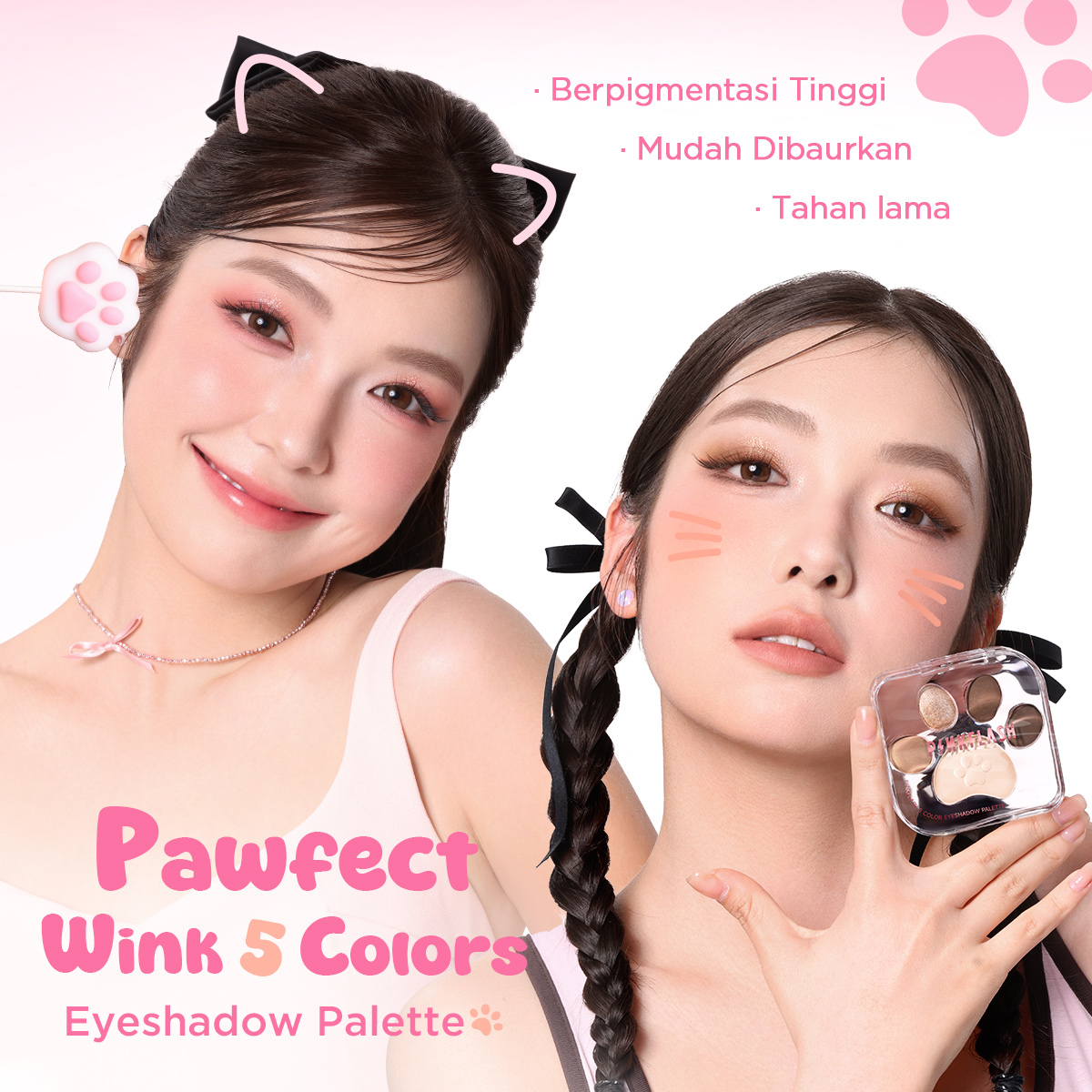 Jual Pinkflash Pawfect Wink 5-colors Eyeshadow Palette High Pigmented ...