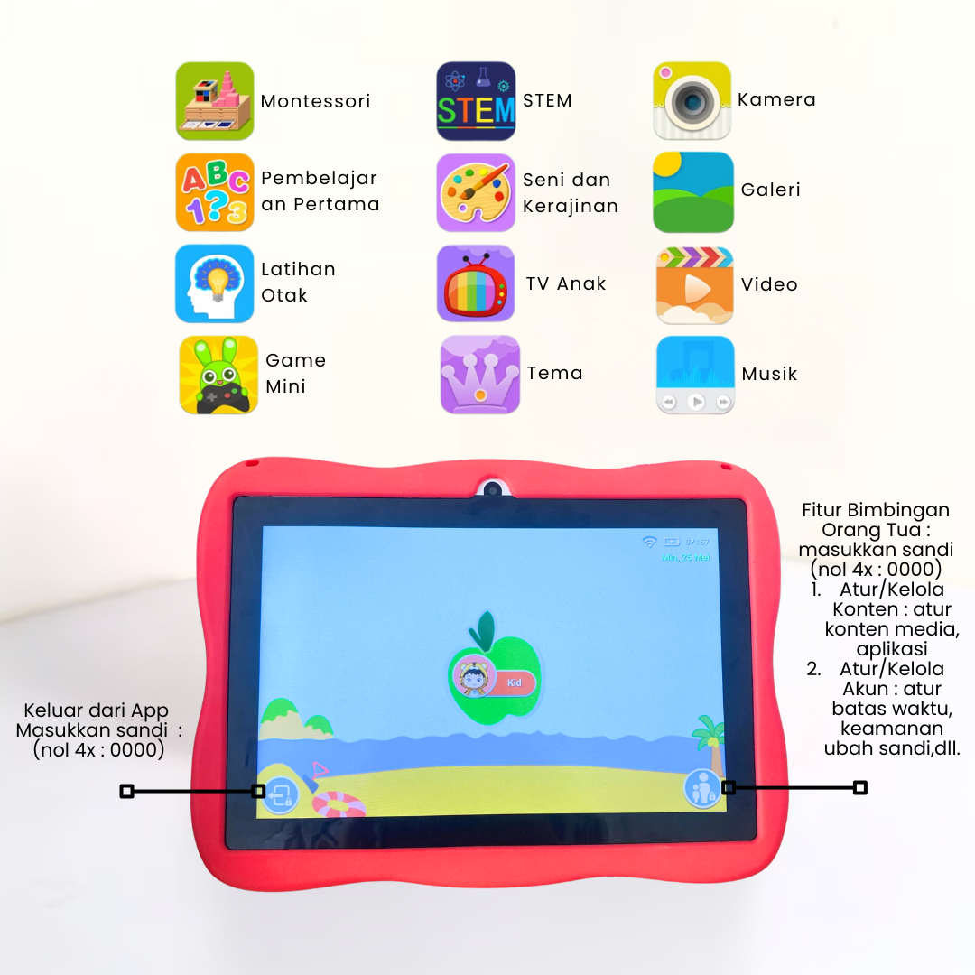 Jual AMIYO Tablet Edukasi Anak A15 7inchi IPS Screen 3200 MaH Wifi ...