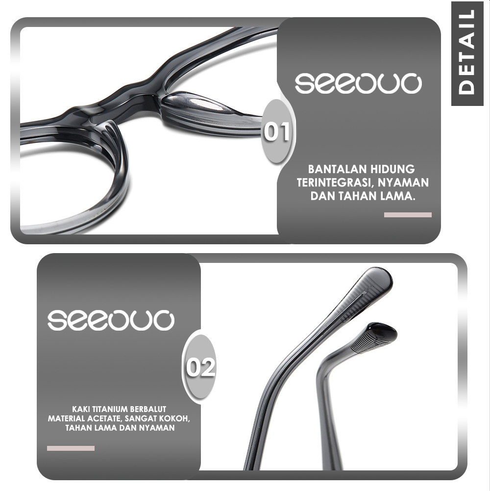 Jual Seeouo Kacamata Titanium Acetate Frame Style Oval Lensa Plano Bisa Minus Antir Radiasi ...