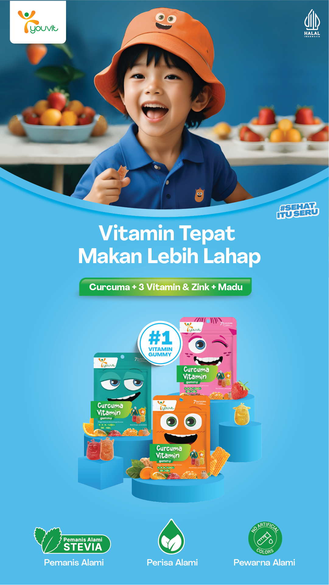 Jual Youvit Curcuma & Vitamin Anak 35 Hari (5 Sachet) dengan Curcuma ...