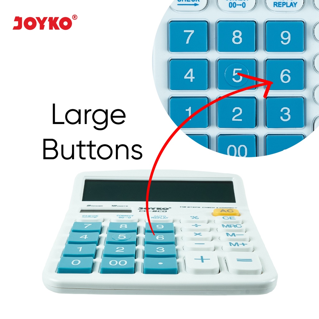 Jual JOYKO Calculator Kalkulator CC-8 12 Digits Check & Correct ...