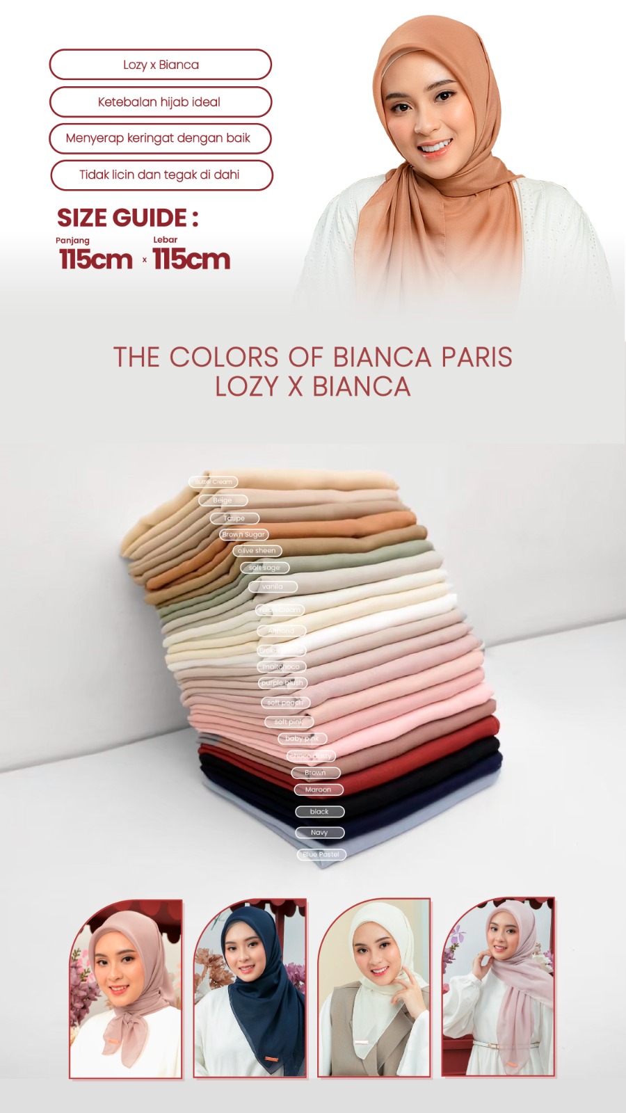 Jual Lozy Hijab - Bianca Paris Voal Square Lozy x Bianca Kartika (Hijab Segiempat Bahan Paris ...
