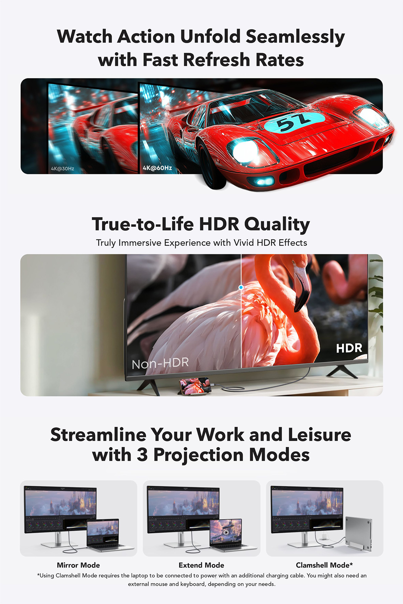 Jual Anker HDMI Cable 4K@60Hz HDR HDMI to USB C Cable 3FT Ultra Fast ...