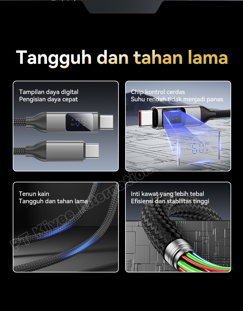 Jual （HOT）KIVEE Kabel Data Type C to Lightning Super fast charging 60W ...