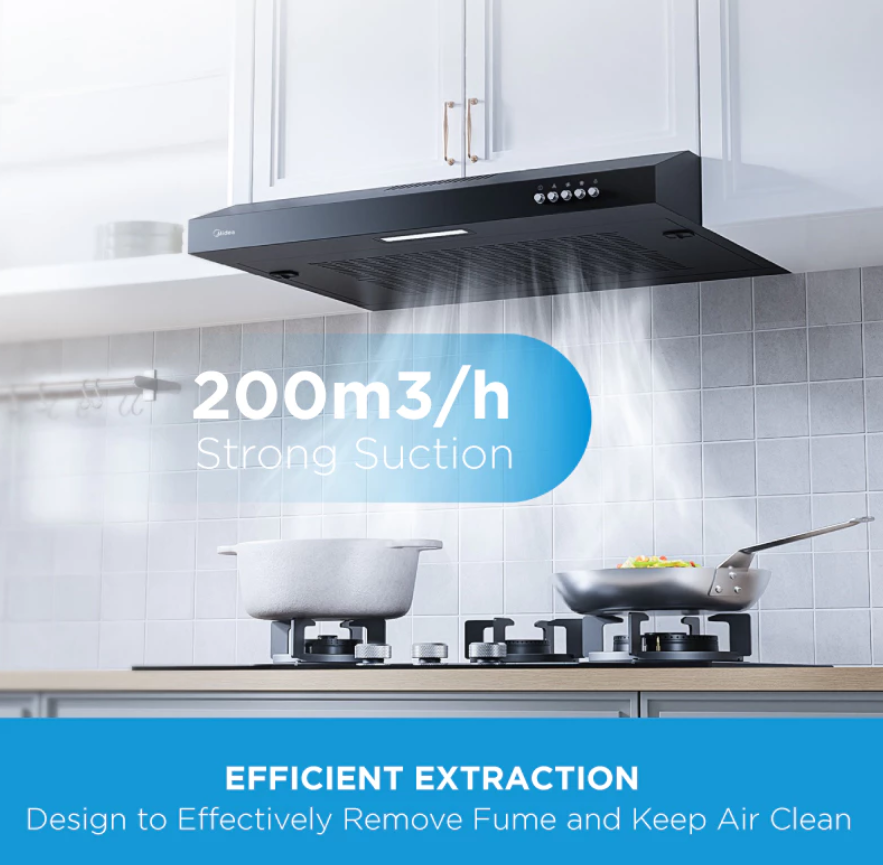 Jual Midea Cooker Hood Slim 60cm Hitam&Stainless - MH60F17EM21BB-ID ...