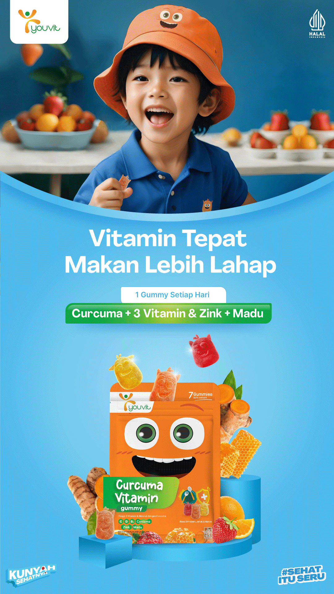 Jual Youvit Curcuma & Vitamin Anak 35 Hari (5 Sachet) dengan Curcuma ...