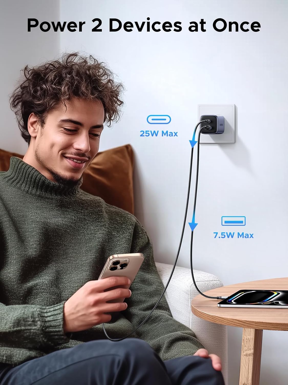 Jual UGREEN Kepala Charger GaN Dual Port USB A USB Type C Fast Charging ...