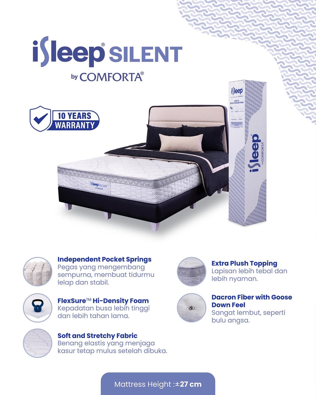 Jual iSleep Silent by Comforta (Kasur Pocket) Vacuumed Mattress Free ...