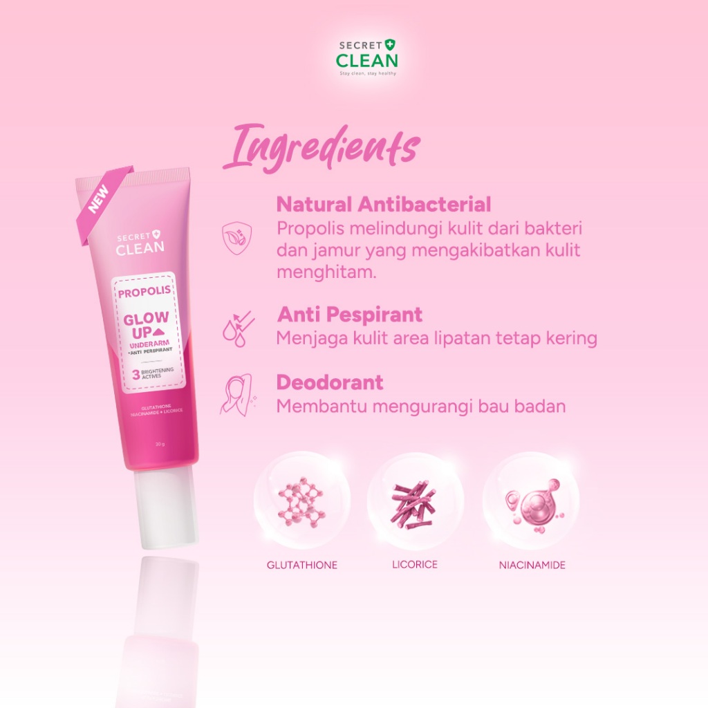 Jual Secret Clean Propolis Glow Up Underarm 30g/Deodorant | Shopee ...