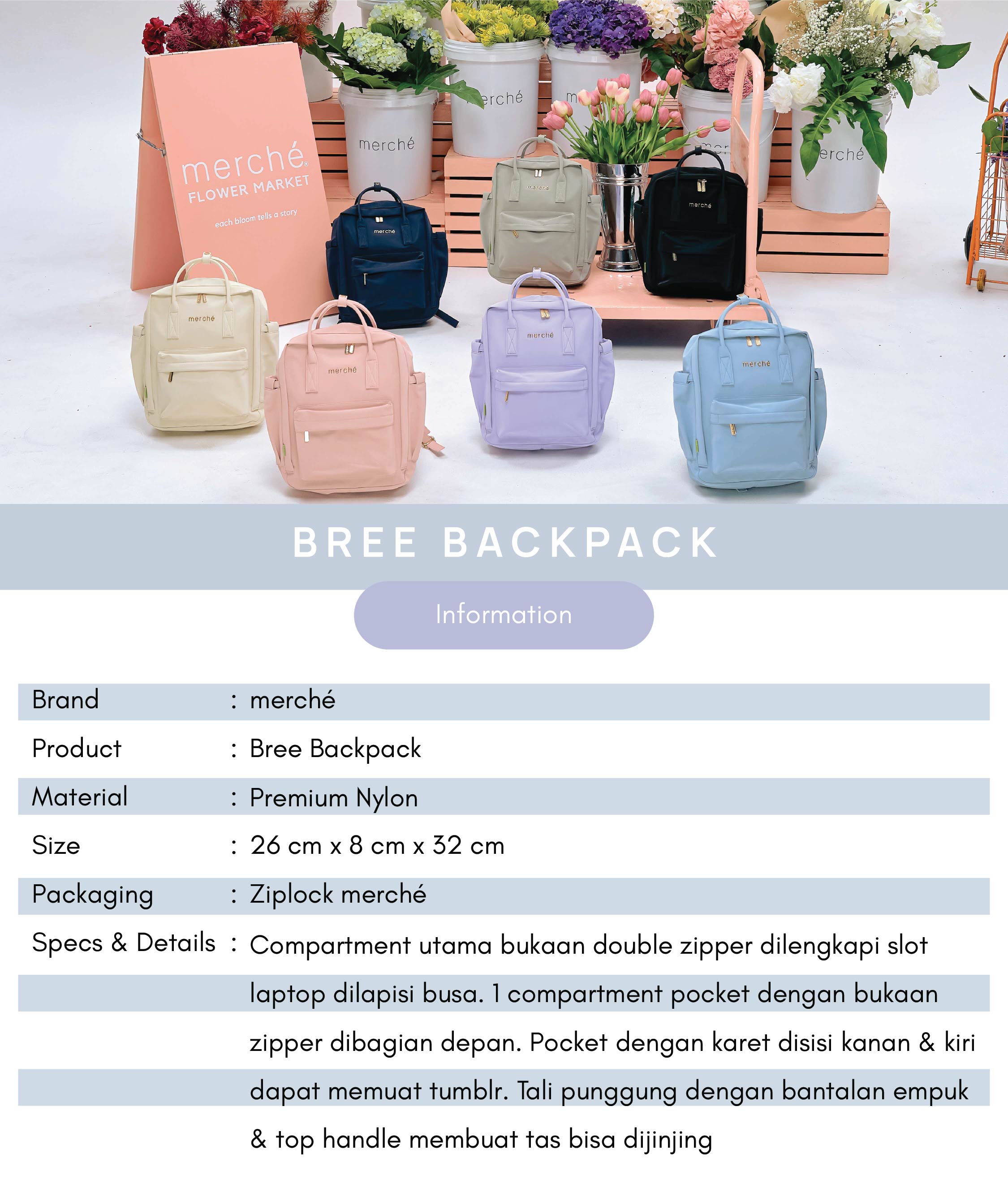 Jual Merche Tas Wanita Backpack Bree | Shopee Indonesia
