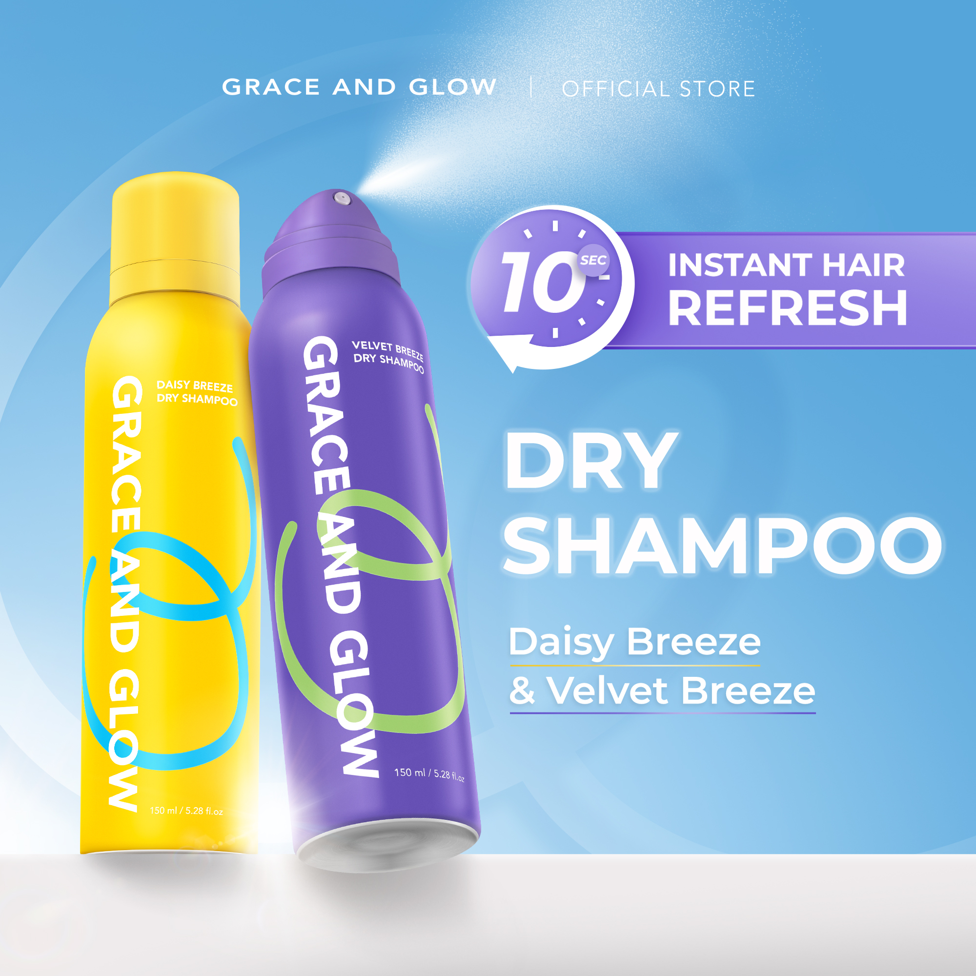 Jual Grace and Glow Dry Shampoo - Instant Hair Refresh Daisy & Velvet ...