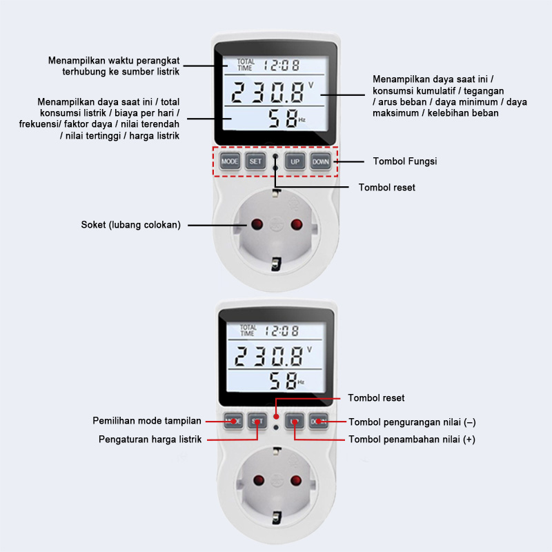 Jual Pengukur Power Daya Volt Listrik Ukur Biaya PLN Watt Meter with ...