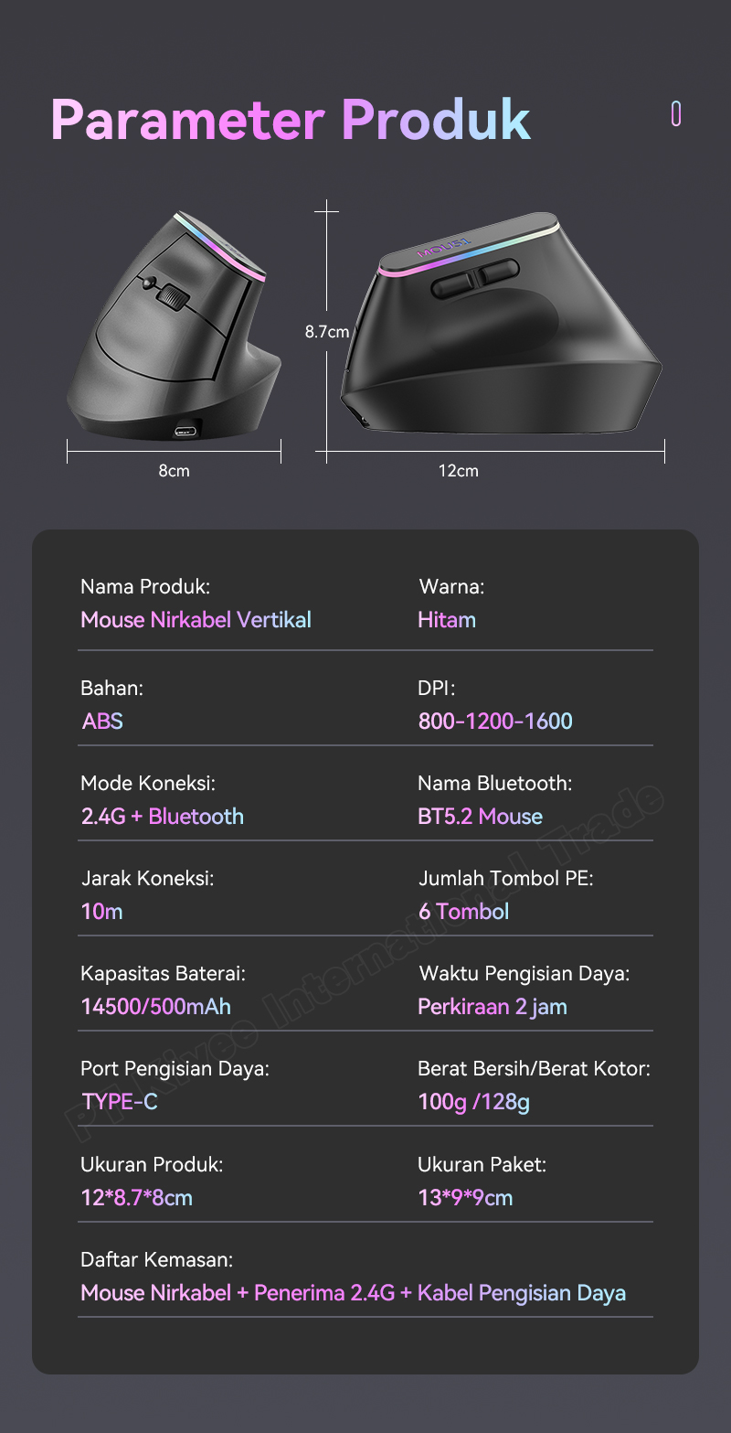 Jual (HOT)BASIKE Mouse Wireless Bluetooth 2.4Ghz Ganda Mice Gaming RGB ...