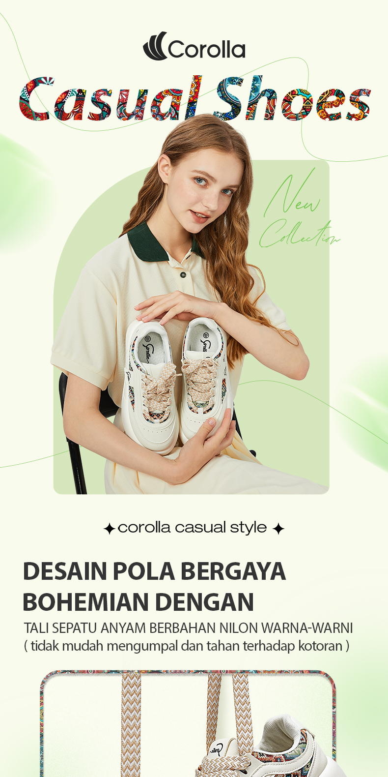 Jual COROLLA Bohemia Sepatu Wanita Hak Tinggi Sneakers Casual Ringan ...
