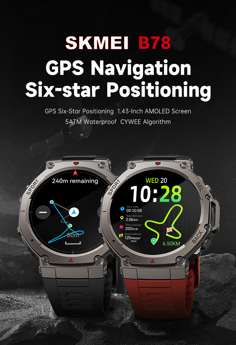 Jual SKMEI B78 Smartwatch Pria GPS Map Support Strava/ 1.43 Amoled ...