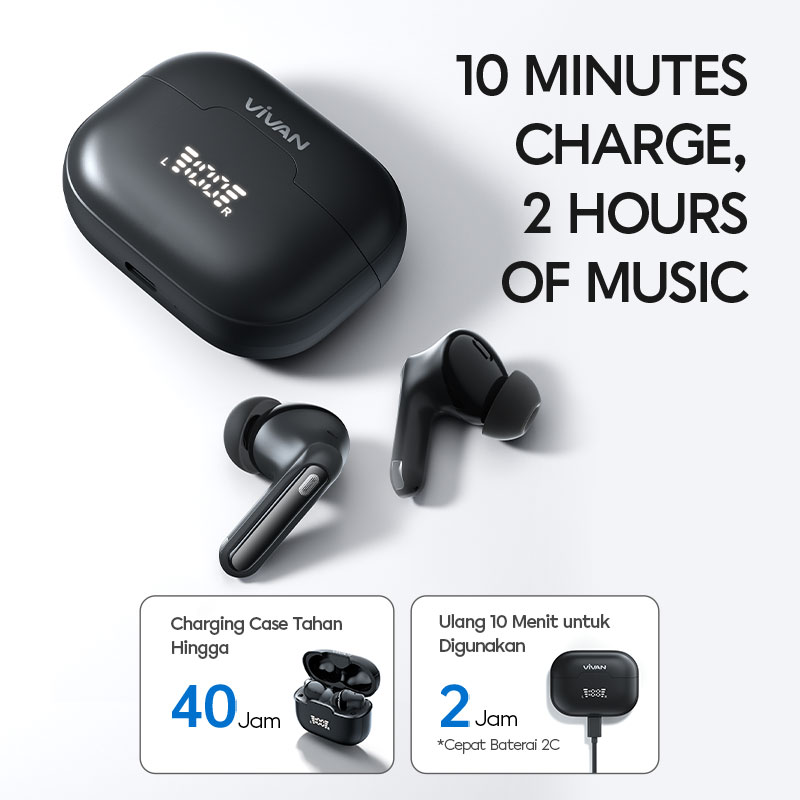 Jual VIVAN TWS Adaptive ANC Dual EQ Bass Gaming Mode BT 5.4 Low Latency ...