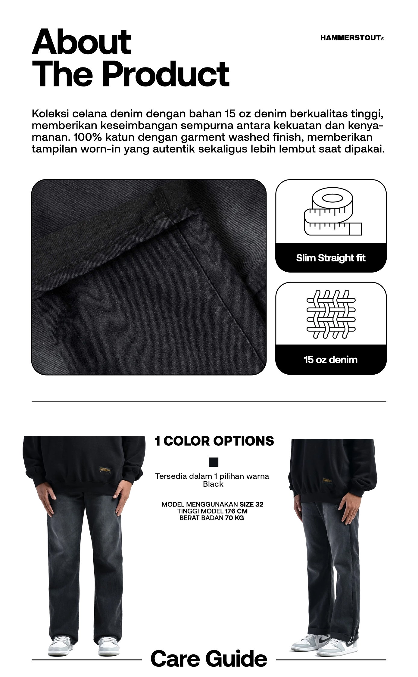 Jual Hammerstout - Celana Washed Jeans - Blackstone | Shopee Indonesia