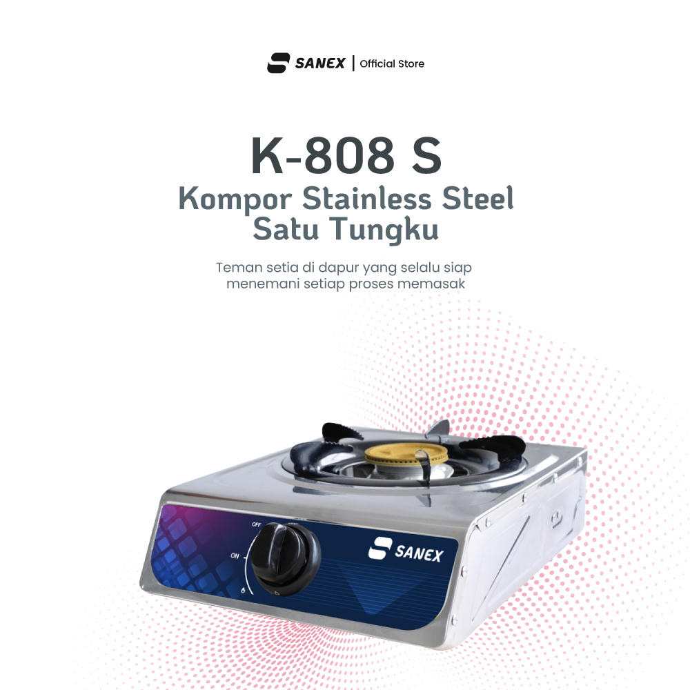 Jual SANEX Kompor Gas Stainless Steel 1 Tungku K-808 S | Shopee Indonesia