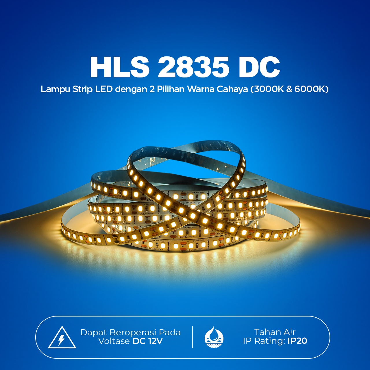 Jual Hannochs Lampu Strip LED HLS 2835 120L 10W 8MM DC 12V (5 Meter ...