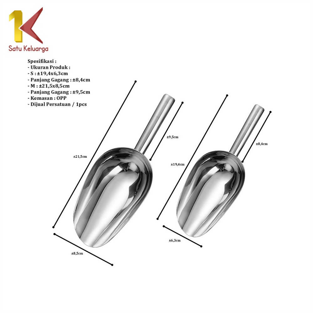 Jual Satu Keluarga Sendok Es Batu Ice Scoop Stainless Steel C1323 Sekop ...