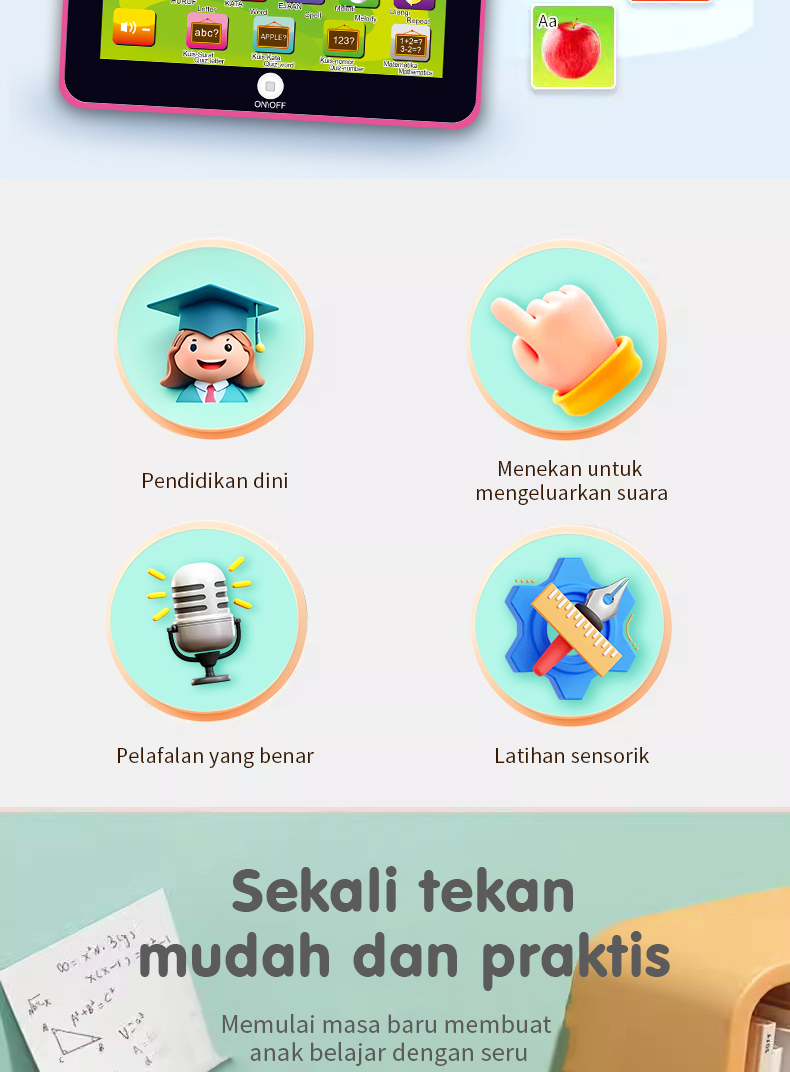 Jual Habibi Mainan Tablet Anak Mini Edukasi Model iPad dengan Fitur ...