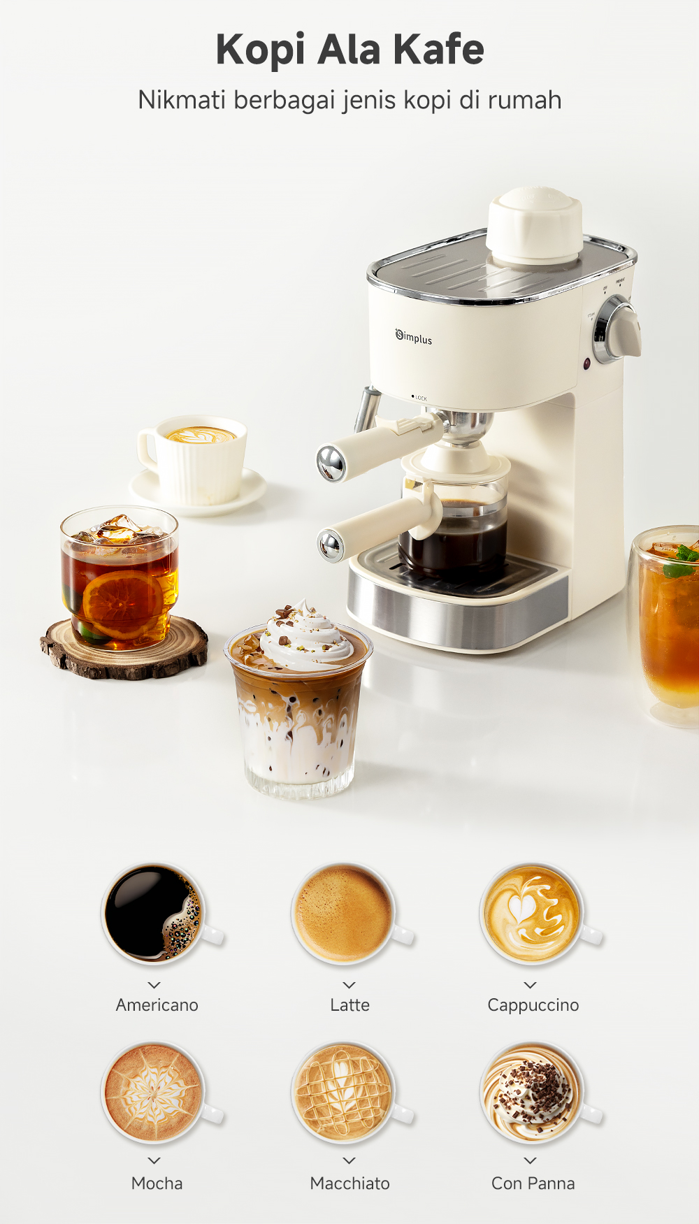 Jual Simplus Mesin Kopi Semi Otomatis 5 Bar 240ml Portafilter 51mm ...