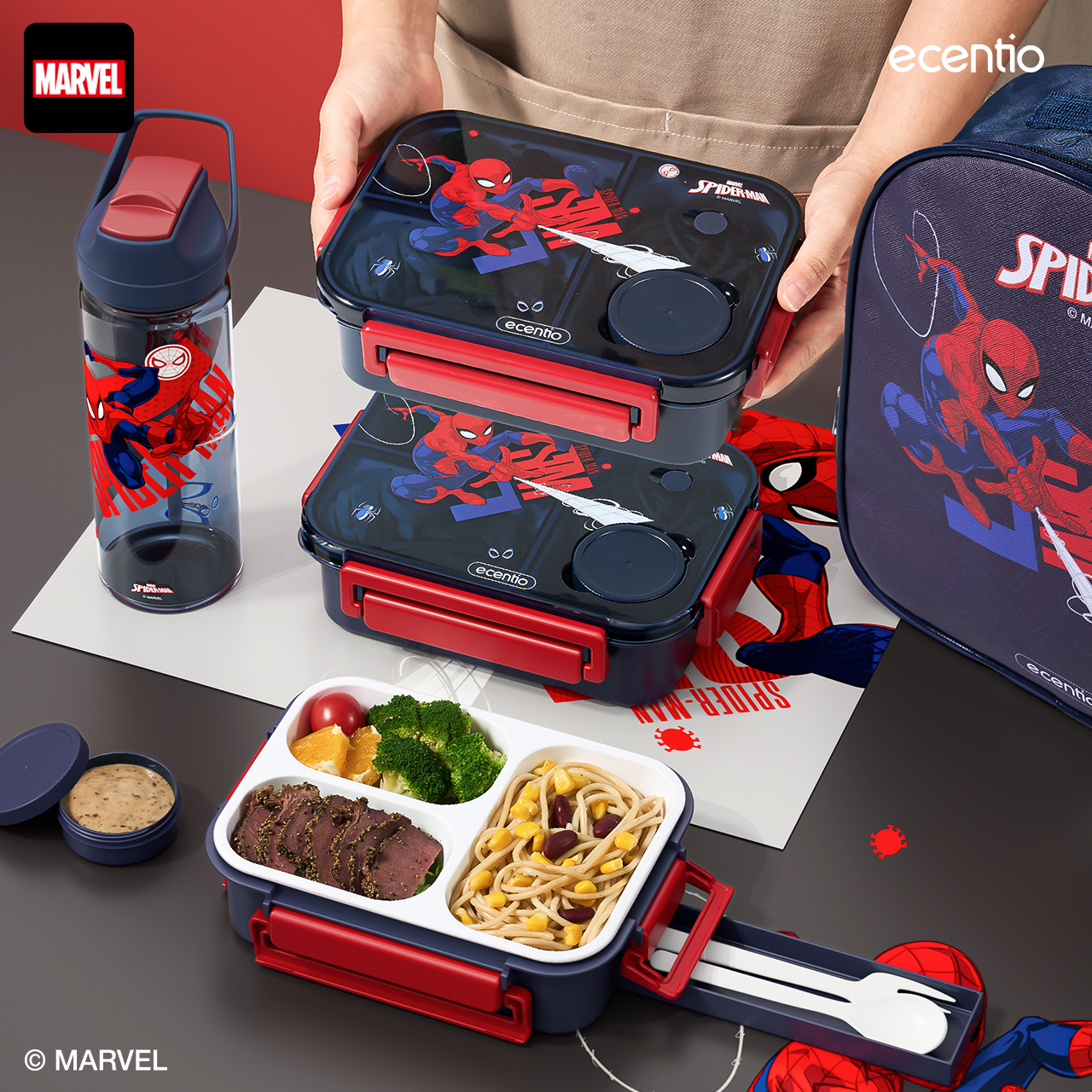 Jual ecentio Kotak Makan Set anti tumpah back to school lunch box anak 800ml free sendok botol ...