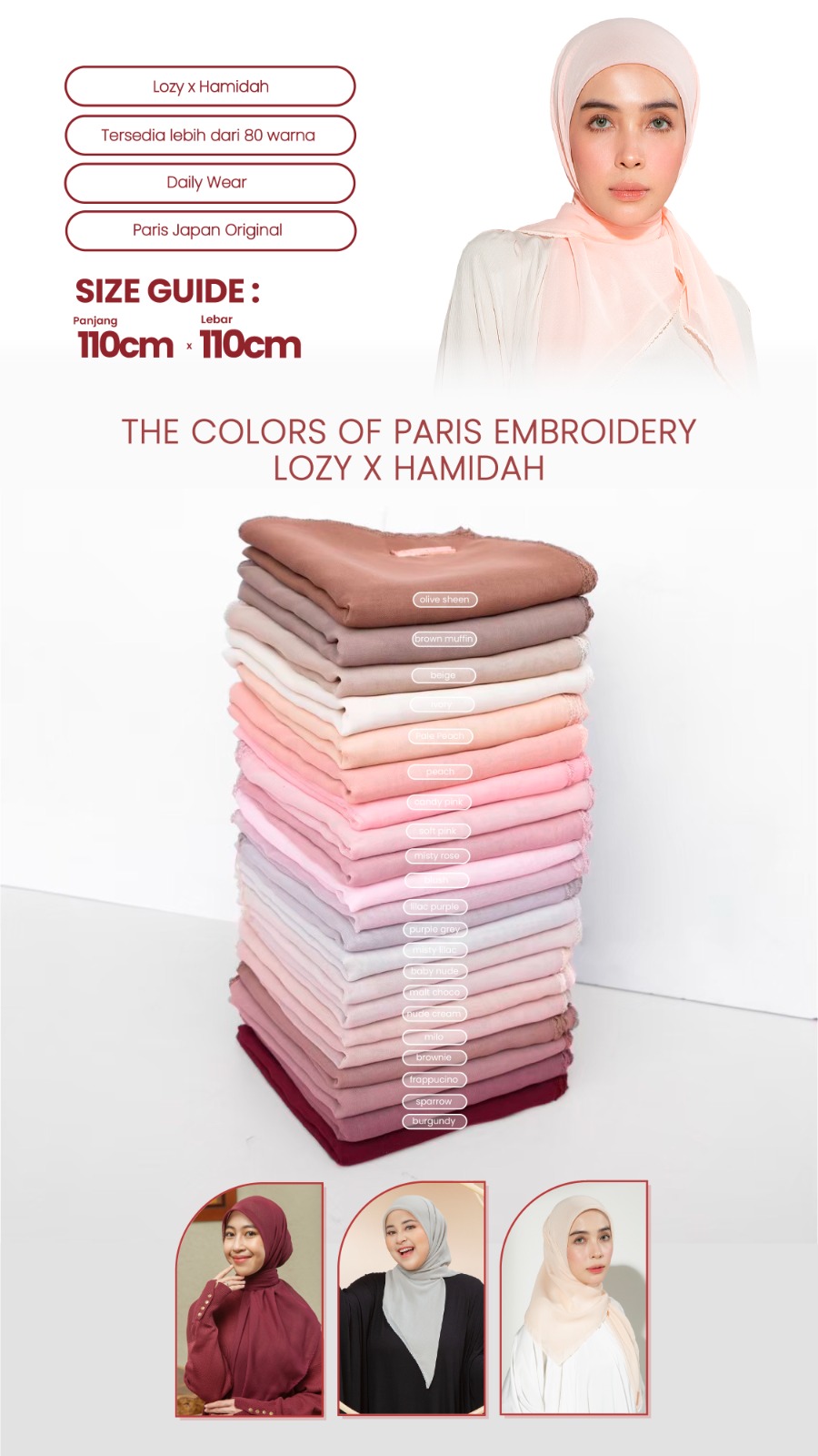 Jual Lozy Hijab - 189K Get 2 Paris Embroidery Signature Square Lozy x ...