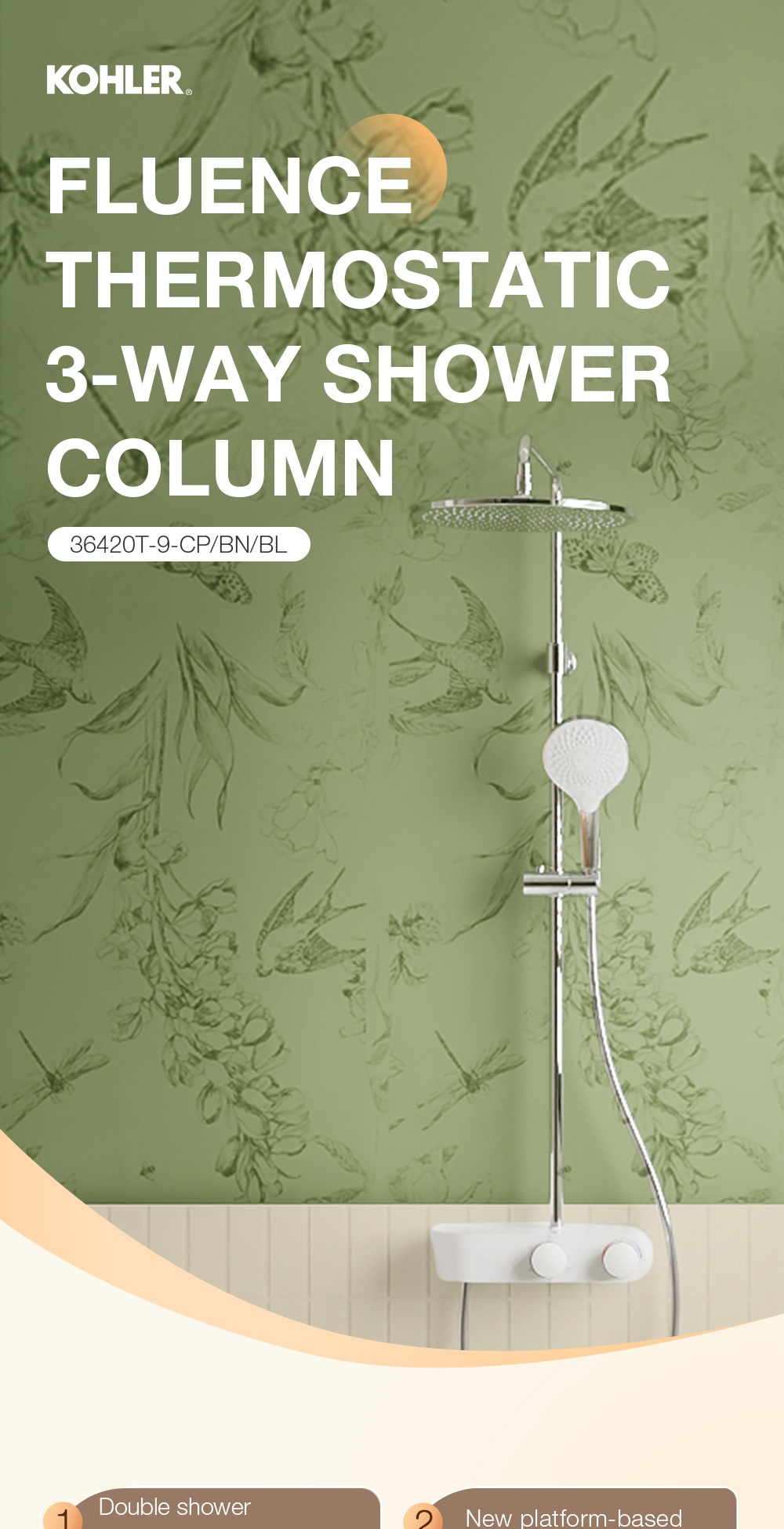 Jual KOHLER Fluence Set Tiang Shower / Thermostatic Shower Column 3-Way Rainduet WaterMind ...