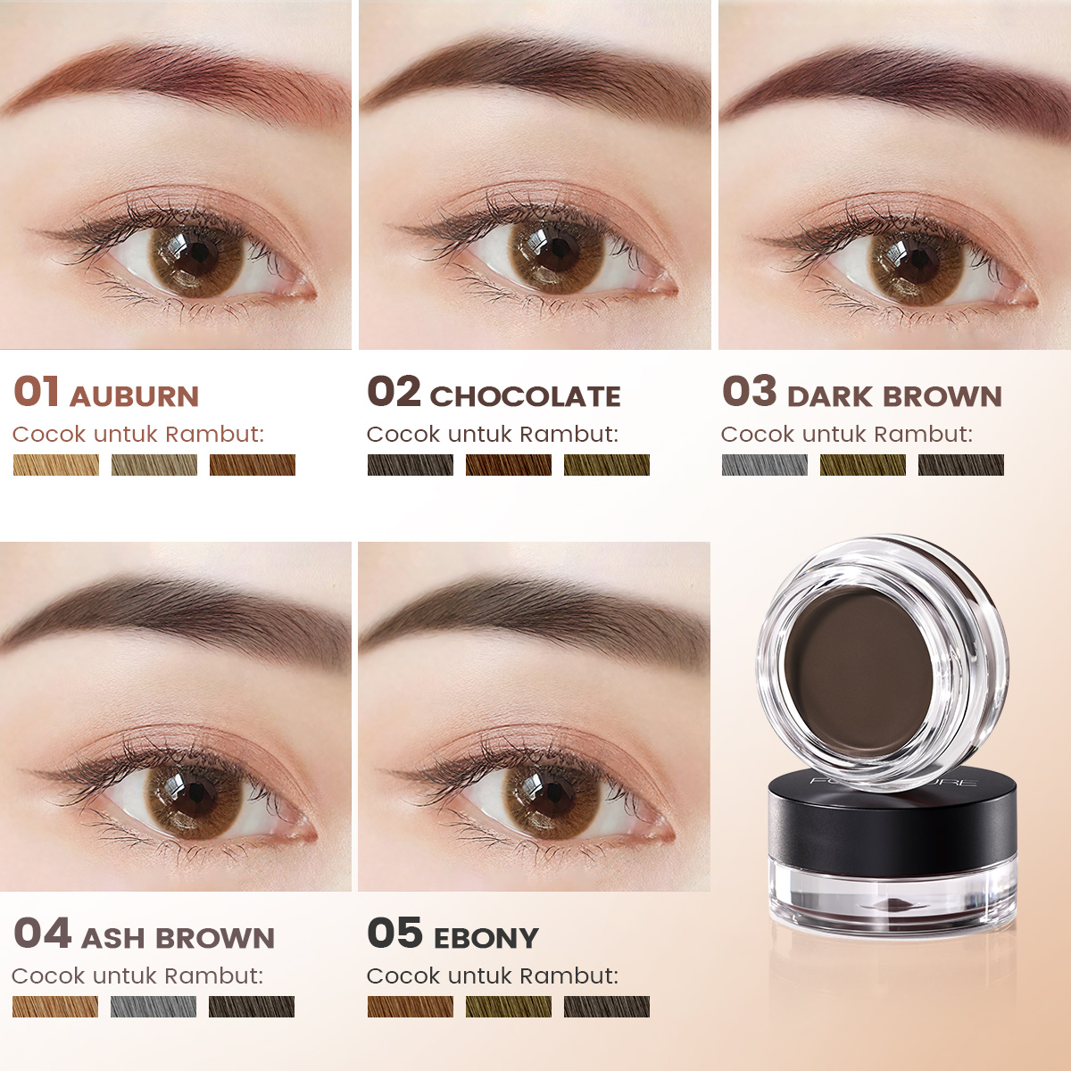 Jual FOCALLURE Watreproof Eyebrow Cream 5 Color | Shopee Indonesia