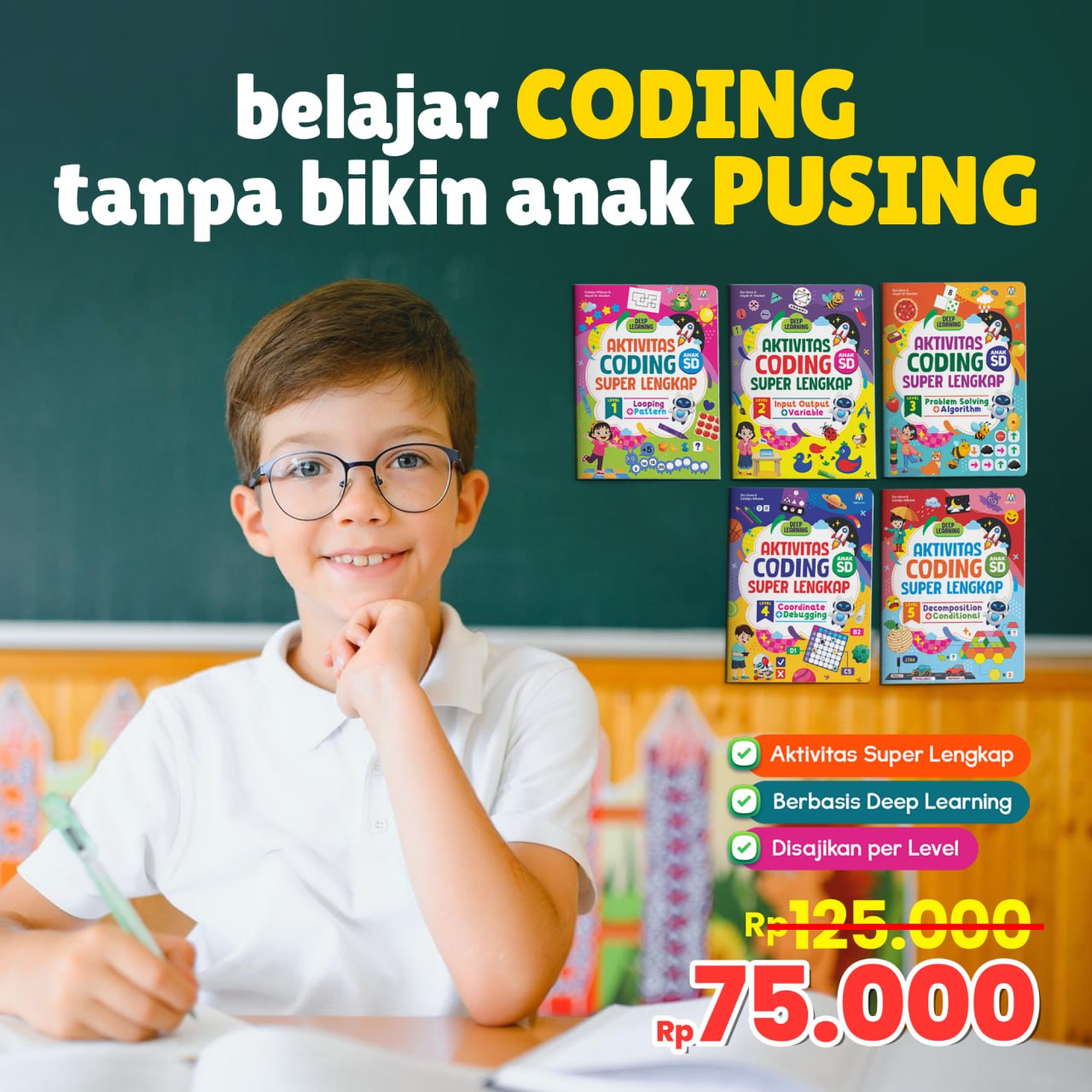 Jual Buku Aktivitas Coding Anak Super Lengkap Belajar Logika, Problem Solving Untuk SD Kelas 1-6 ...