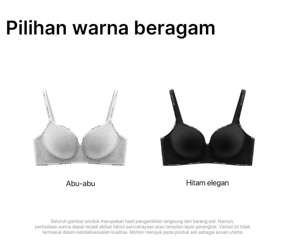 Jual Greney - Bra Push Up Tali Huruf Material beludru halus Tekstur garis-garis elegan Desain W ...