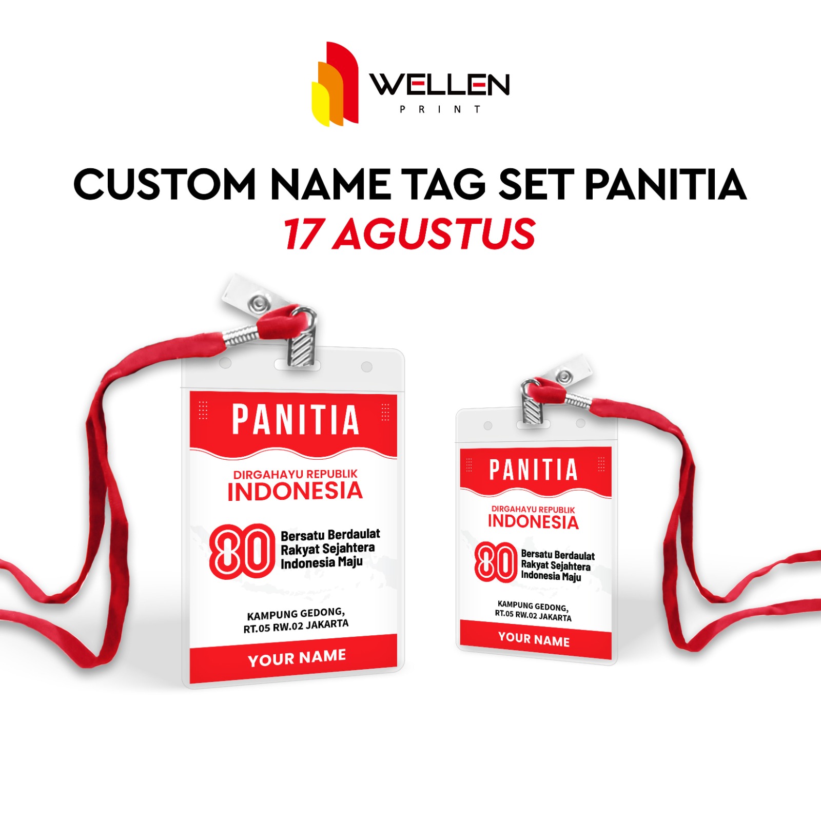 Jual WELLEN PRINT - Cetak Name Tag Set Panitia 17 Agustus Custom ...
