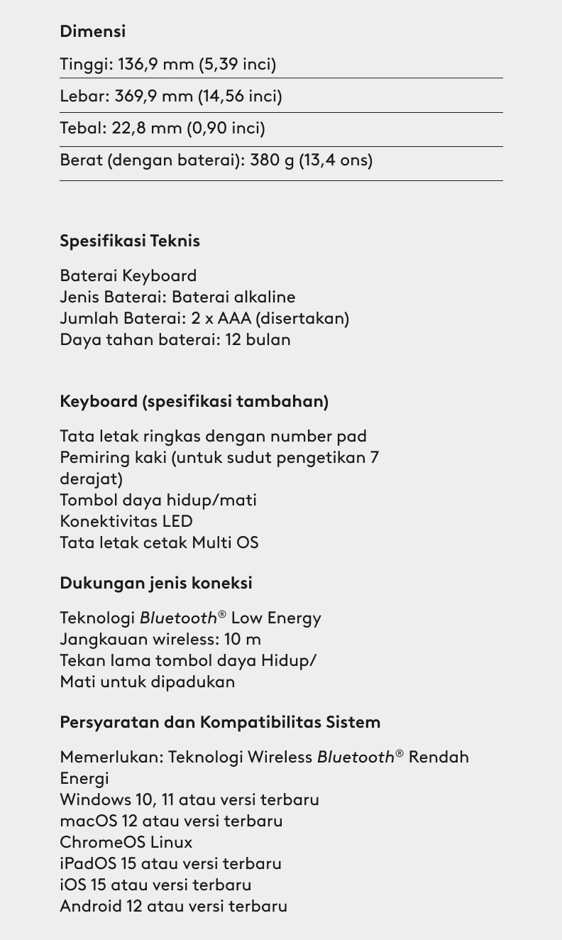 Jual Logitech K251 Bluetooth Keyboard dengan Tombol angka, Konektivitas yang Mudah, Keyboard ...