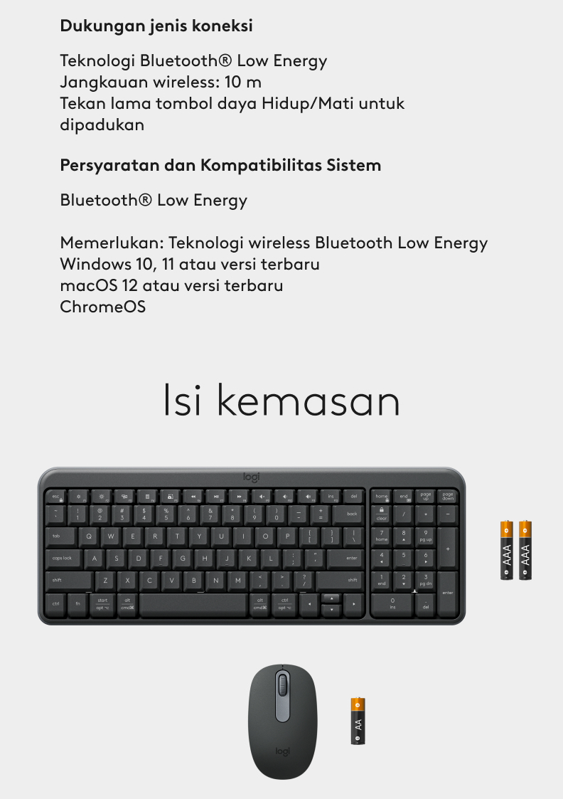Jual Logitech MK250 Combo Mouse dan Keyboard Nirkabel Bluetooth ...