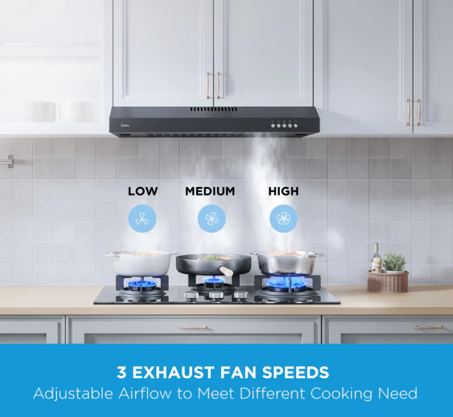 Jual Midea Cooker Hood Slim 60cm Hitam&Stainless - MH60F17EM21BB-ID ...
