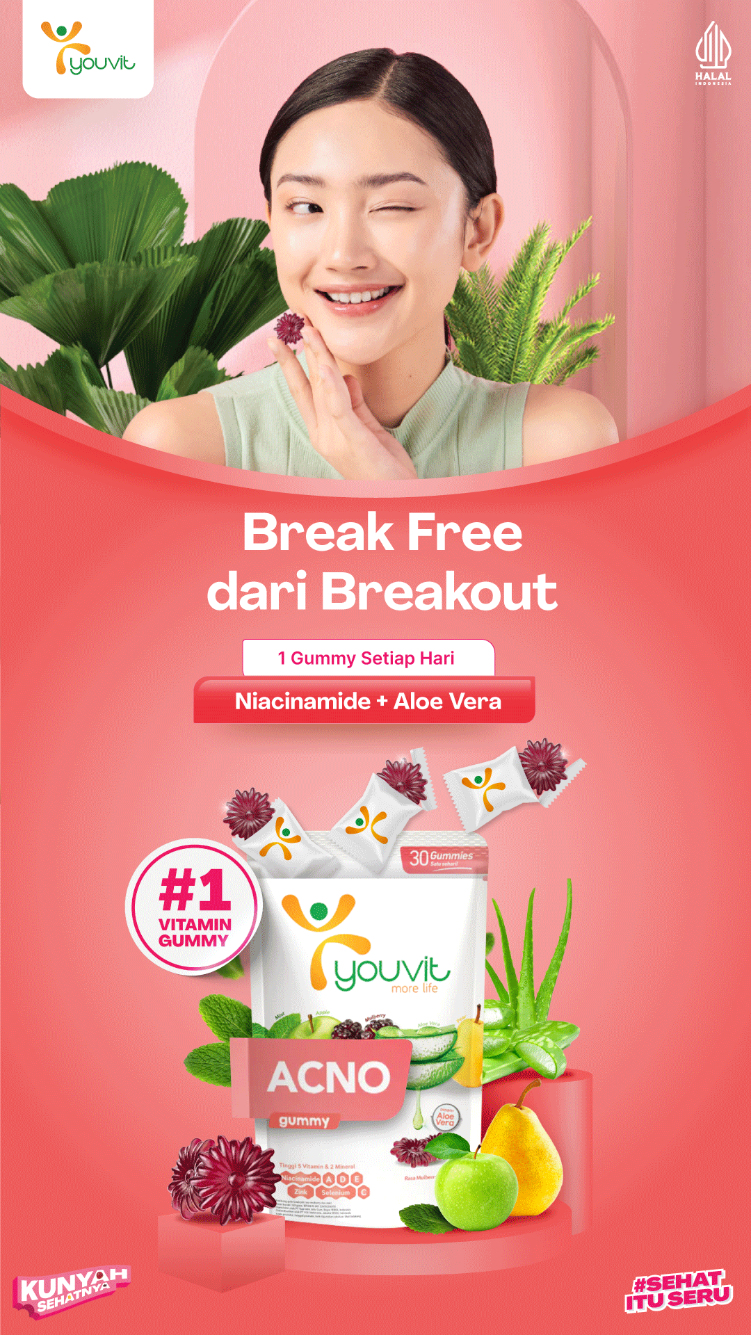 Jual Niacinamide Gummy untuk Anti Jerawat | Youvit AcNO 7 Hari dengan ...