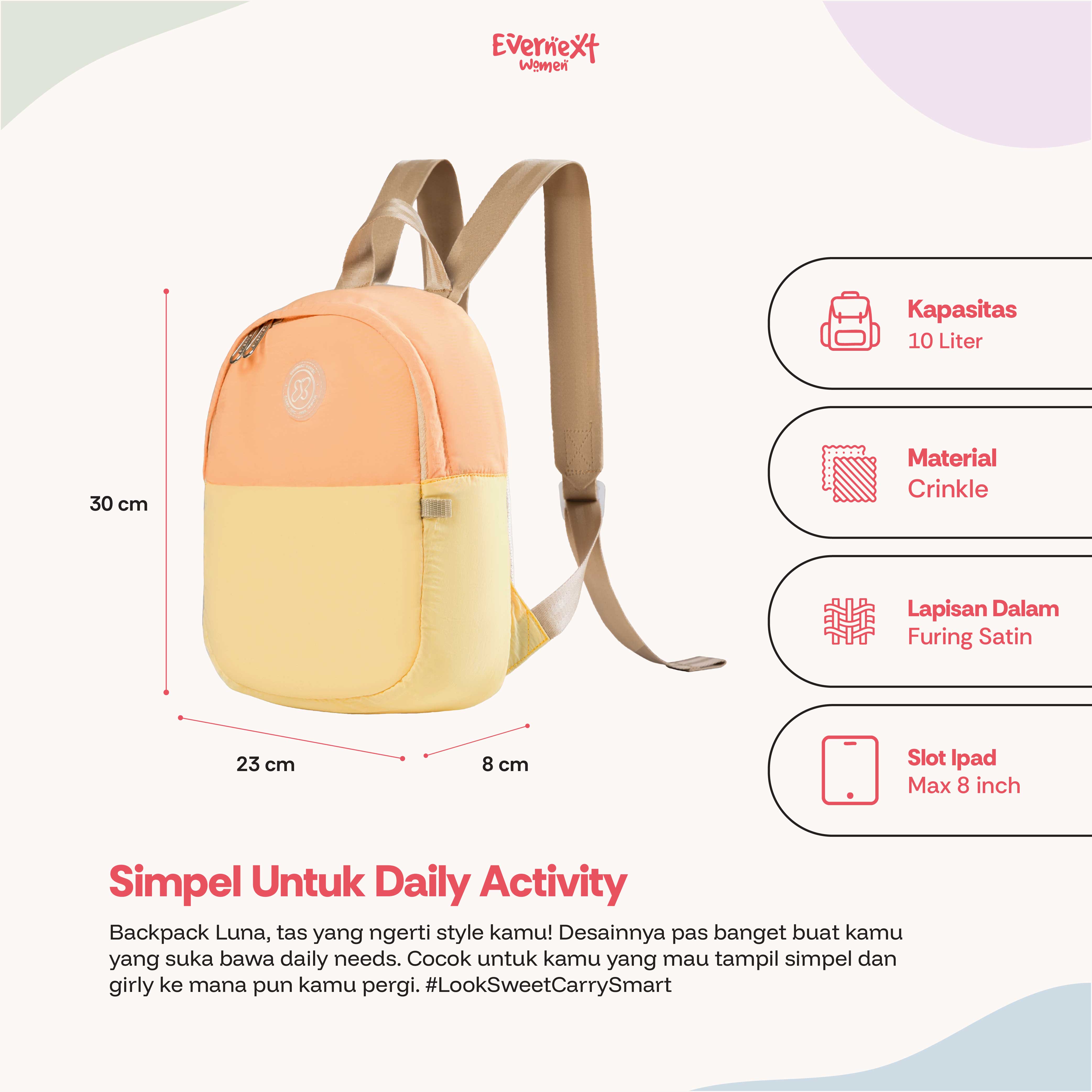Jual Evernext - Tas Ransel Wanita Tas Punggung Laptop Backpack Luna Tas Sekolah Tas Kuliah ...
